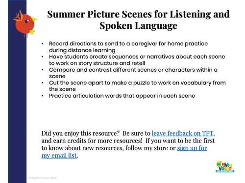 Summer Picture Scenes for Speech Language and Listening Therapy | TpT