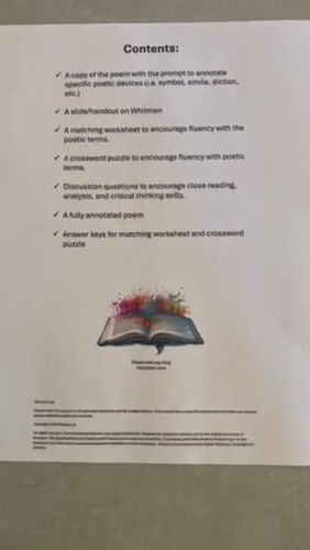 Complete high school ELA lesson on Whitman's "I Heard the Learn'd ...