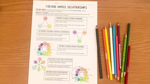 Color Theory Worksheets-Slideshow Bundle- Bilingual- English- Spanish