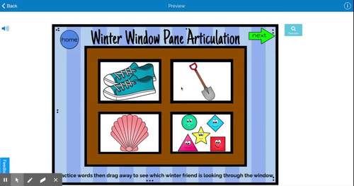Boom Cards™ Winter Window Pane Articulation: T, D, N by Speech Hamster