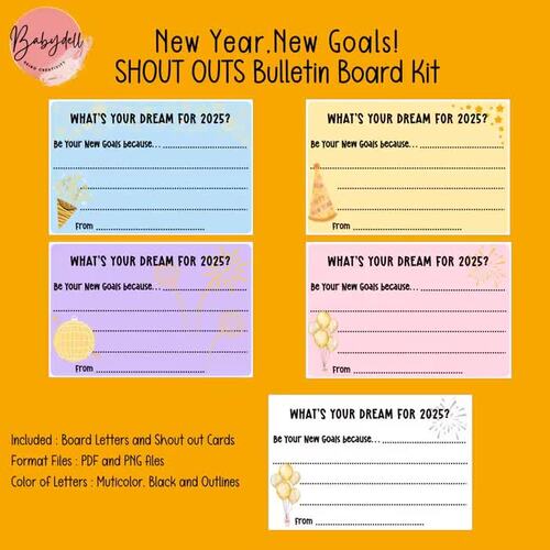 New Year Bulletin Board Kit: New Year New Goals | Goal Setting Activity ...