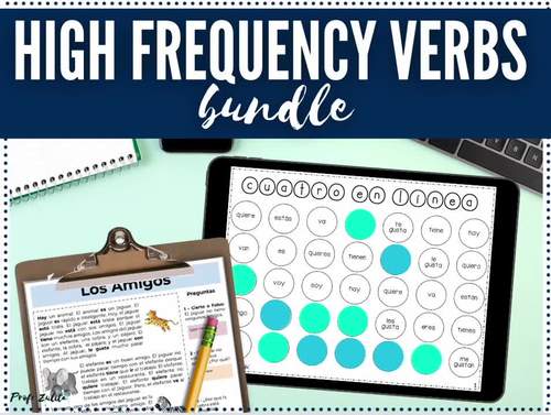 High Frequency Super 7 Verbs Unit Bundle of 17 Spanish Resources
