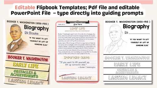 Booker T. Washington Research Biography Interactive Notebook Templates ...