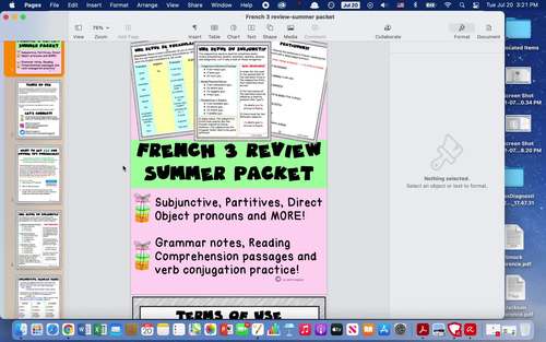 French 3 Review Packet, Summer Packet by Limitless Language Resources