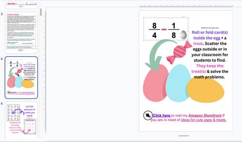 5th Grade Math Easter Egg Hunt Activity | Subtracting Fractions Game or ...
