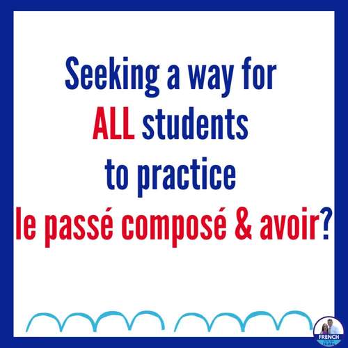 French passé composé avec avoir reading passages and partner game BUNDLE