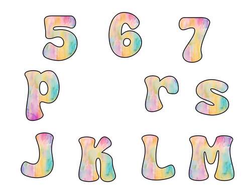 Watercolors Theme Bulletin Board Letters for Kindergarten, Alphabet Letters