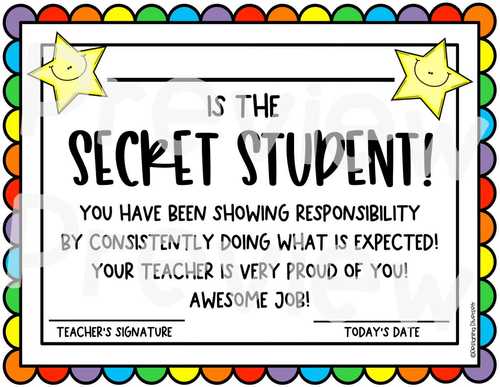 Secret Student RESPONSIBILITY Behavior Management Activity | TpT