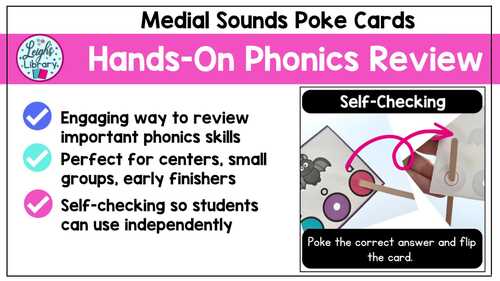 Medial Sounds CVC Short Vowel Poke Cards for Literacy Centers and Small ...
