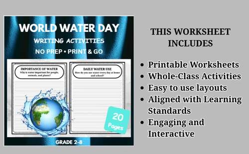 World Water Day Writing Prompts | Grades 2–8 | Save Water Activities