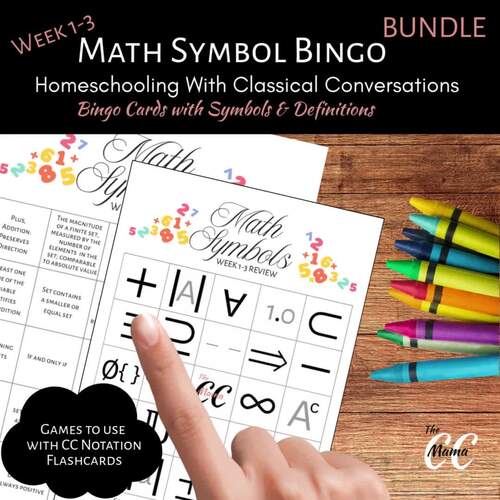 Math Symbol Bingo BUNDLE (week 1-3) Abec & Journ for Classical ...