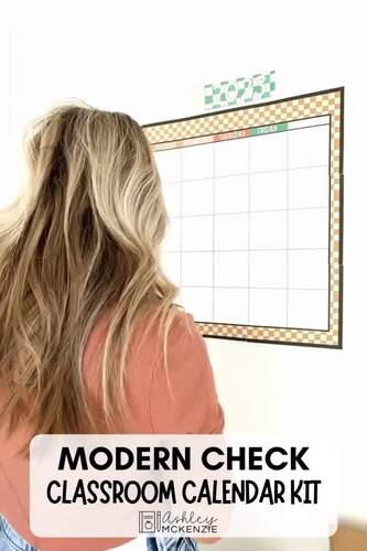 Modern Check Classroom Decor | Calendar Kit - Editable! by Ashley McKenzie