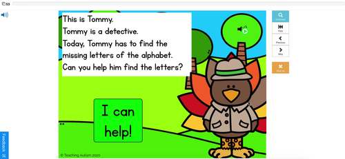 Alphabet Recognition Turkey Detective Game | Thanksgiving Boom Cards