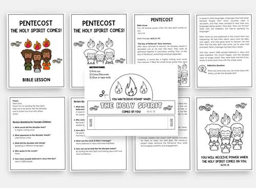 Pentecost Holy Spirit Bible Lesson for Sunday School by Aprilmakesprintable