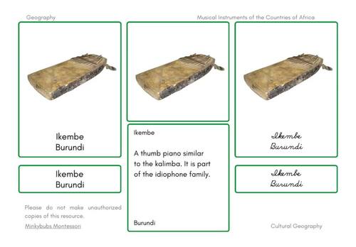 African Music Instruments 3 Part 4 Part 54 Sets in PRINT & CURSIVE