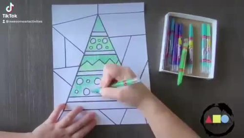 Warm and Cool Colors Christmas Tree / Winter Tree by Awesome Art Activities
