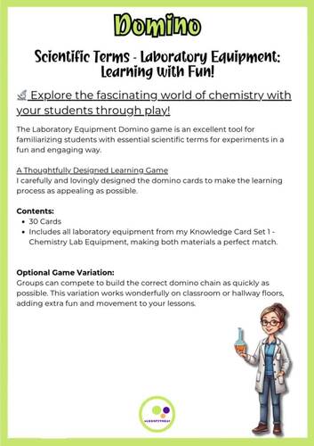 Laboratory Equipment Domino – Chemistry Class Educational Game – Lab ...