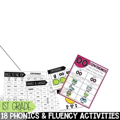 Diphthongs OO Sound Worksheets, Activities & Games 1st Grade Phonics or ...