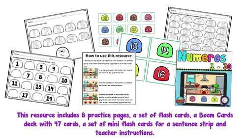 Numeros 1 - 30 Boom Cards™ and practice pages by Cloud Ten | TPT