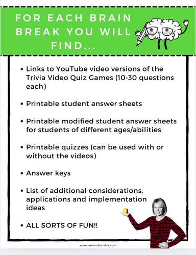 Brain Break Trivia Mega Bundle | 44 Middle School Icebreaker & Fun ...