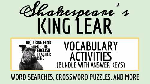 Shakespeare's King Lear Vocabulary Games for High School Bundle (Google ...