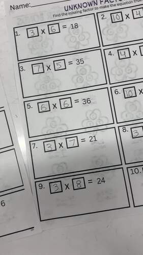 Unknown Factors Multiplication Practice | Multiplying 1 digit x 1 ...