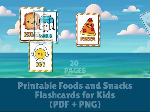 Food & Snack Cute Flashcards for Preschoolers: Educational Learning Cards
