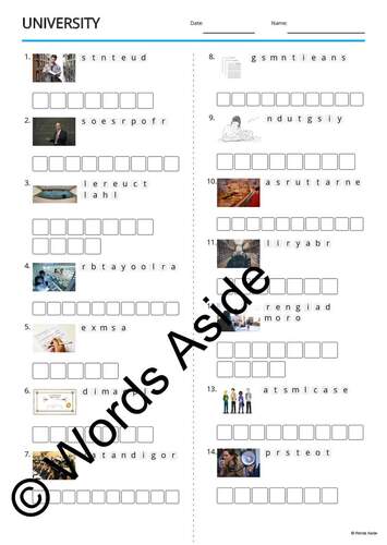 Vocabulary Puzzle Writing Worksheets Crossword Word Search Anagram ...