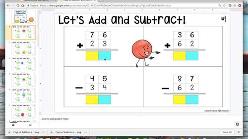 Addition and Subtraction Google Classroom - Place Value 1st and 2nd grade