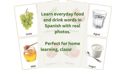 Spanish Food and Drink Vocabulary Flashcards | Printable Real Photo Cards