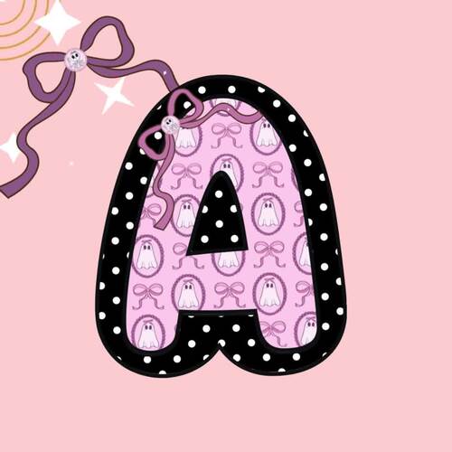 Boo-tiful Bows Halloween Bulletin Board Letters Pink Ghosts Black and White