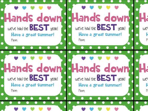 Hand Lotion (Hand Sanitizer) End of Year Gift Tag- Hands down we've had ...