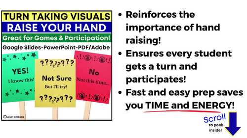 Turn Taking Visuals Answer Questions Signs Response Cards for Games ...