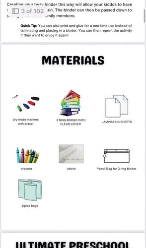 Preschool Busy Book Binder | Toddler & Preschool Learning Activities