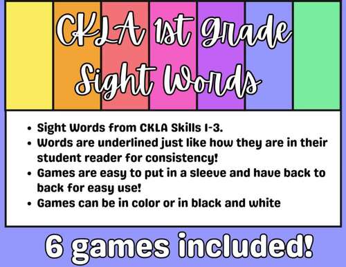 CKLA 1st Grade Sight Word Games by ReadingExpertise | TPT
