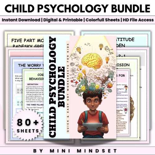 CBT Worksheets for Kids Bundle | Child Psychology Activities | SEL