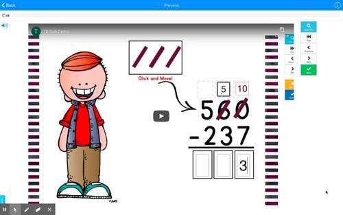 Triple Digit Subtraction with Regrouping Boom Cards - Digital Learning