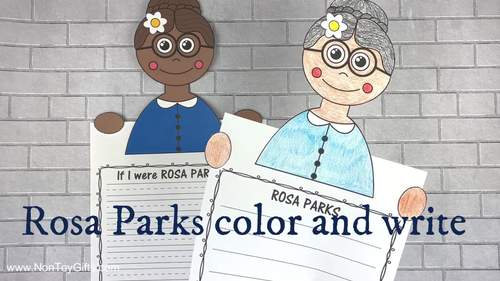 Rosa Parks Color and Write Activity - Black Month History - Women's History