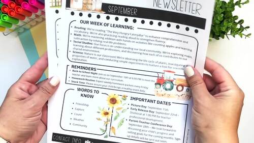 Editable Newsletter Templates - Calm Farm, Weekly & Monthly, Back to School