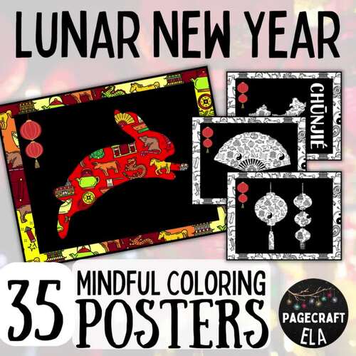 Lunar New Year Mindful Coloring | Classroom Decor | January | Year of ...