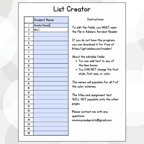 Editable Gradebook Printable Template for Class Lists & Grade Tracker ...