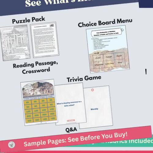 HSS 6.5.3 Bundle: Brahmanism to Hinduism Puzzle Pack, Trivia Game ...