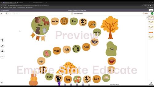 Editable Fall CVC Board Game Printable, Digital Seesaw Activity Decode ...