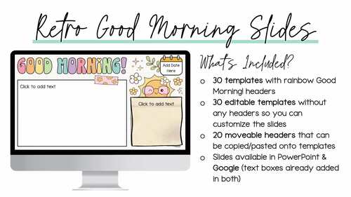 Retro Good Morning Slides for Back to School by The Classroom Corner