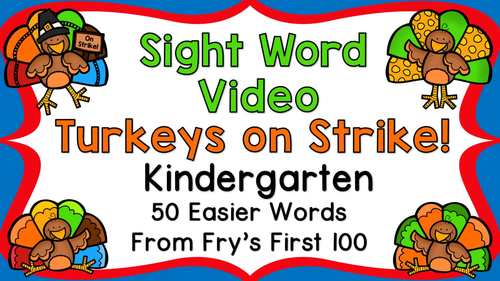 Sight Word Practice Video, Kindergarten, Thanksgiving by Teaching with ...