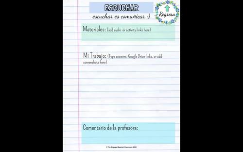 Editable Digital Interactive Notebook Template for Spanish Class | Blue ...