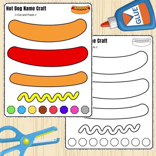 Hot Dog Name Craft Camping Theme Day Activities-Fast Food Hot dog Cut ...