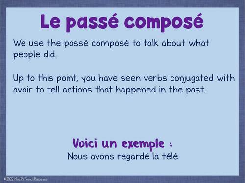 French passé composé for PowerPoint & Google Slides™️ VERBS CONJUGATED ...