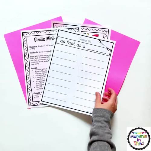 Simile Activity with Writing Lesson Plan and Bulletin Board Poster l ...