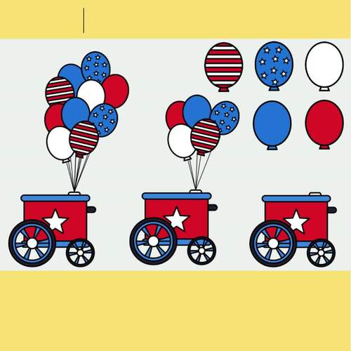 4th of July Independence Day (Counting Balloons) - Clipart by Lesson Launch